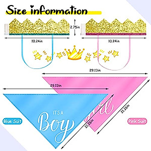 2 Pieces It's a Boy It's a Girl Dog Bandana Gender Reveal Baby Announcement Dog Bandana and 2 Pieces Pet Crown Dog Hat Photo Props for Dog Puppy Cat (Blue, Pink)
