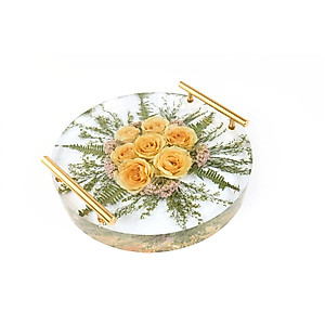 Resin Tray Molds Silicone, 12" Large Round Deep Tray Resin Mold and 4 Piece Round Deep Coaster Molds, Silicone Tray Board Table Resin Mold & Handles, Floral Preservation Bouquet Resin Mold