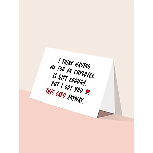Fumnwoks Boss Day Card for Boss, Boss Birthday Card from Employee, Humorous Boss Day Gifts for Men Women, Happy Boss Day Card for Him Her,