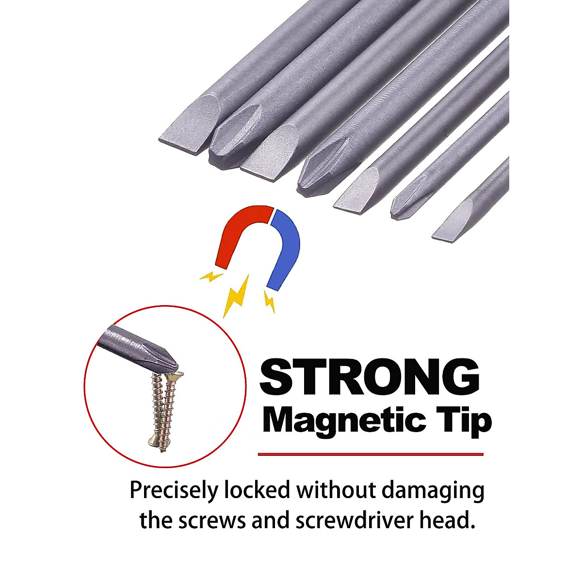 Rocaris 12 Pack 1/4 Inch Hex Shank Long Magnetic Screwdriver Bits Set 4 in Power Tools (Slotted+Cross Head)