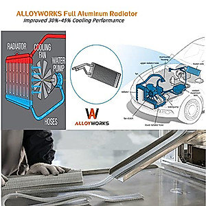 ALLOYWORKS CC161 4 Row All Aluminum Radiator for 1968-1980 Chevy Suburban K5 Blazer El Camino Malibu Jimmy Camaro Caprice Crossflow Radiators Shroud Fan Thermostat Relay Kit AT MT 33" Overall Width