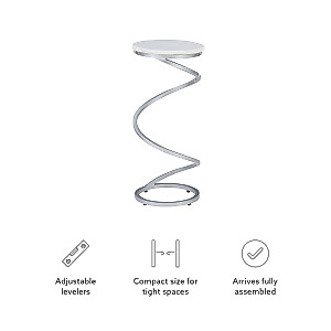 Powell Company Silver Spiral Metal Base with White Marble Top Drink Powell Nora Table