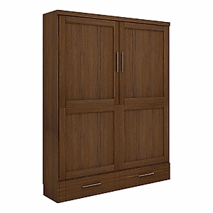 RoomAndLoft Brentwood Queen Contemporary Solid Wood Murphy Wall Bed in Brown
