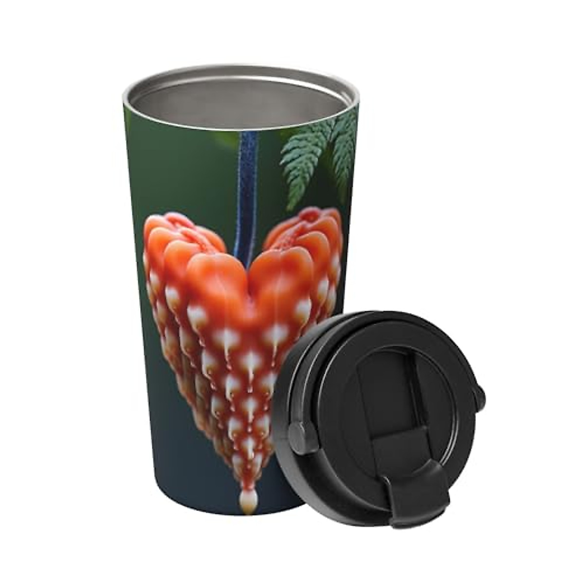 WANGXUEE Heart Shaped Flower Print 500ml Stainless Steel Travel Tumbler Double Wall Vacuum Insulated Coffee Mug