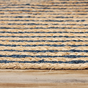 Superior Braided Dyed Jute Handwoven Indoor Area Rug, Jute Floor Decor for Entry, Kitchen, Living Room, Dining Room, Bedroom, Office, Apartment, Hand-Woven Modern Farmhouse Rugs, 2' x 3', Navy Blue
