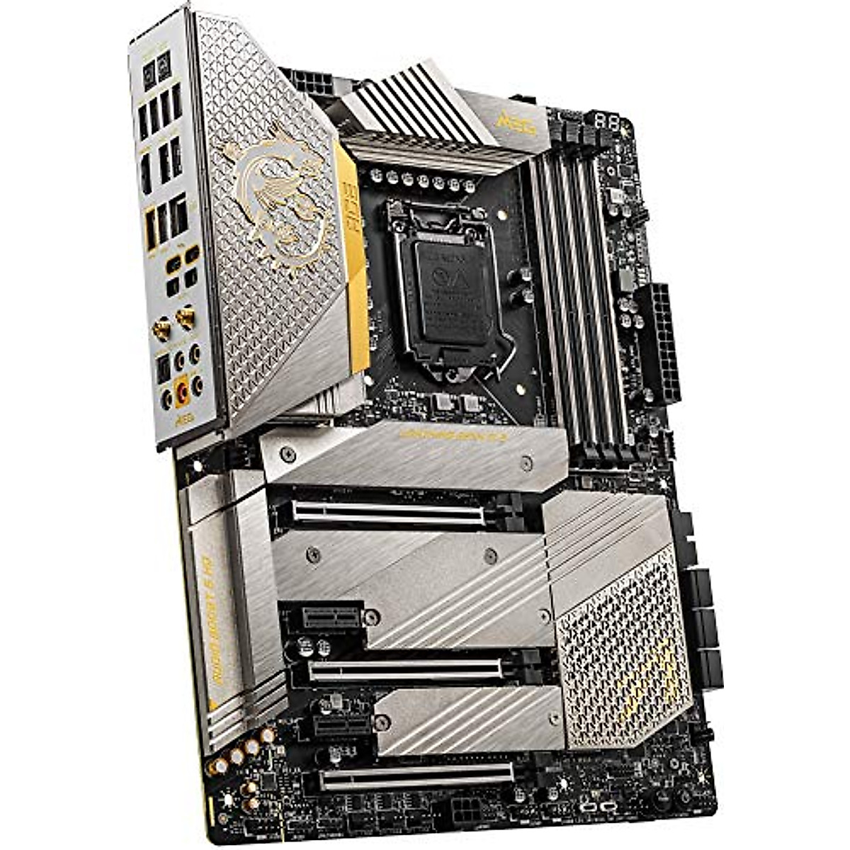 MSI MEG Z590 ACE Gold Edition Gaming Motherboard (ATX, 11th/10th Gen Intel Core, LGA 1200 Socket, SLI/CFX, DDR4, PCIe 4, M.2 Slots, USB 3.2 Gen 2, Wi-Fi 6E, Mystic Light RGB)