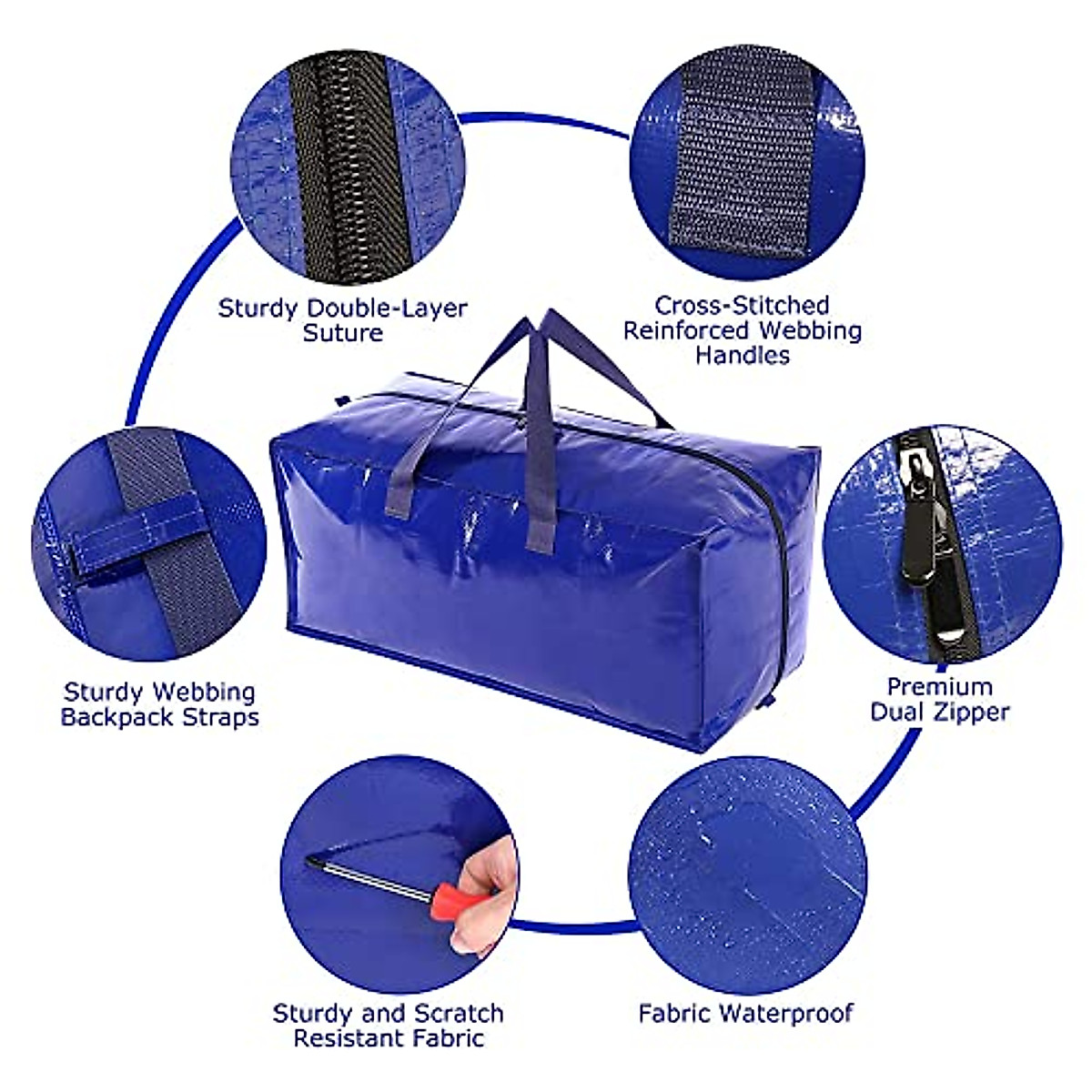 Moving Bags, Storage Totes with Reinforced Handles, Heavy Duty Moving Bag for Clothing Blanket Storage, Moving, Acting as a Dorm College Moving Supply Box, Space Saving Storage Bags, 4 Pac