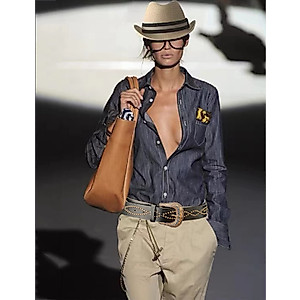 TOPACC Western Belts for Women Cowgirl Cowboy Rivet Studded Country Fashion Punk Belt for Jeans Black