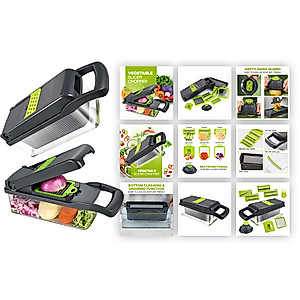 Culinary Cove 10 in 1 Vegetable Chopper, 8 Blade, Food Chopper, Pro Onion Chopper, Mandolin Food Slicer, Veggie Chopper, Vegetable Chopper with Container, Chopper Vegetable Cutter