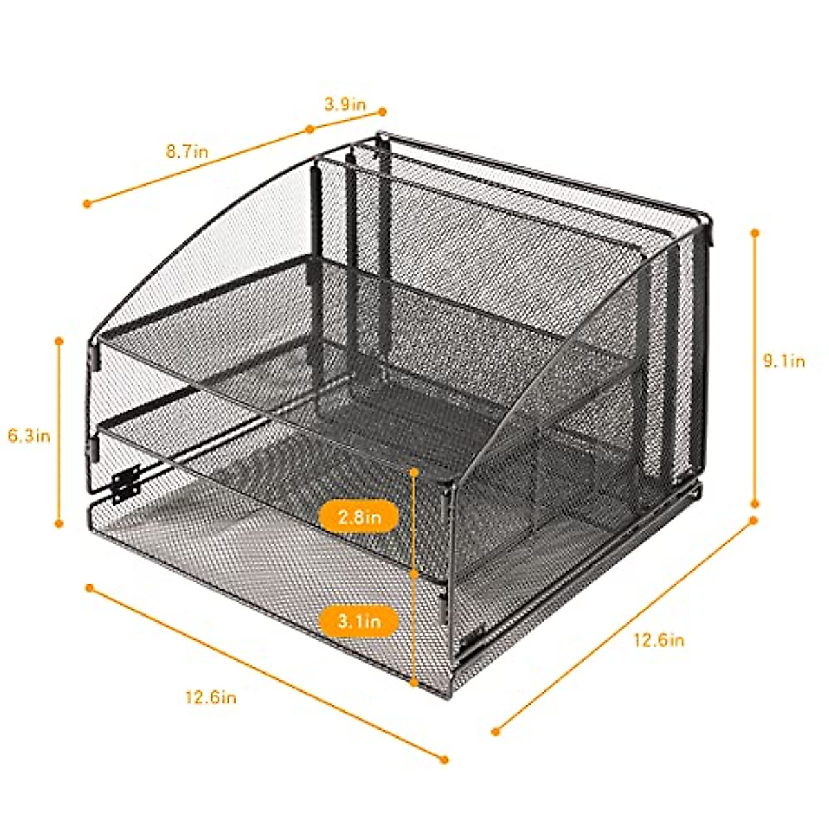 OUTWOLF Desk File Organizer,Paper Letter Tray Organizer,Mesh Desktop File Folder Hoder Organizer, Metal Document File Tray,Black