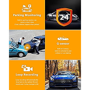 LAMTTO 1080P Full HD Dash Cam Front and Rear with SD Card, Dual Dash Camera for Cars, 2.45" IPS Screen Car Camera with Waterproof Backup Cam, WDR Motion Detection Parking Monitor G-Sensor