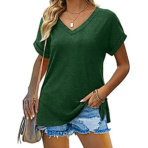 St Patricks Day Shirt Women Summer V Neck Loose Fitting Tunic Tops for Leggings Green L