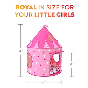 Playz 5-Piece Princess Castle Girls Pop Up Play Tent & Dress Up Costume Bundle - Playhouse Gift for Girls & Toddler for Indoor & Outdoor Use with Pink Fairy Tale Carrying Bag & Glow in The Dark Stars