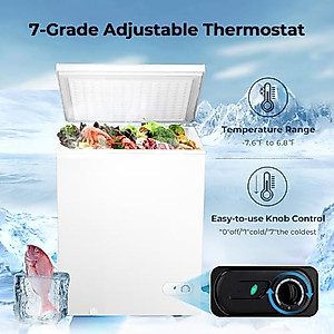 Electactic Chest Freezer 3.5 Cubic Feet Compact Freezer with 2 Removable Baskets, Free Standing Top open Door Deep Freezer, Adjustable Temperature for Home Dorm, Bar, Basement, Kitchen (White)
