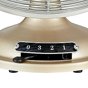 RUTIFY Vintage 12" Oscillation Table Fan - Brushed Nickel: 3-Speed & Tilted-Head Design for Retro Coolness!