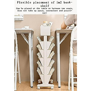 EFLALYHG Multifunctional Bookshelf, Mini Detachable Cart with Universal Wheels, Six-Tier Rolling Cart, Book Storage Organizer for Kitchen, Bathroom, Living Room, Office,Pink