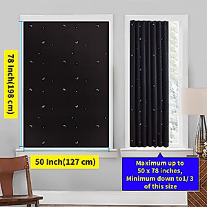 Goabroa (2 Pack Portable Baby Travel Windows Blackout Curtain, 78"x 50" Adjustable Temporary Blackout Shades with Suction Cups for Nursery or Dorm Room - Moon & Stars Pattern