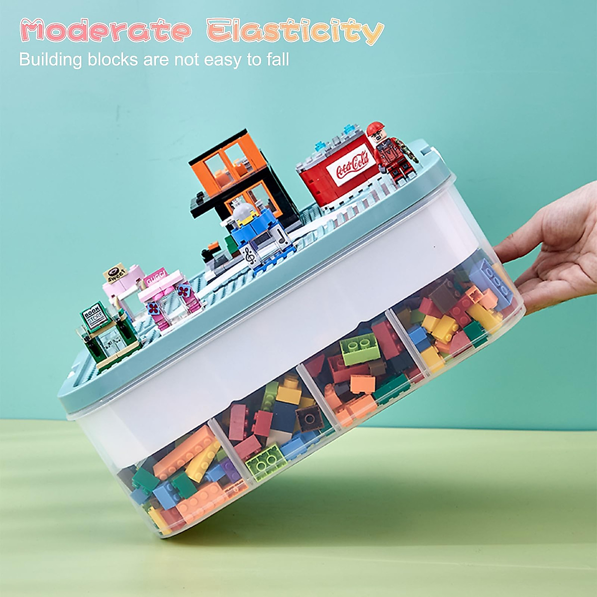 Toys Organizer Storage Case for Lego Box Kids Toy Stackable Building Blocks with Lids Bins Adjustable Lego Storage Containers Plastic Toy Box 2 Layers