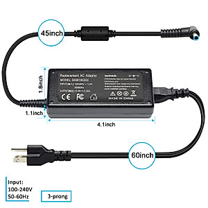 65W Laptop Charger for HP Model 15: 15-ac, 15-af, 15-an, 15-dy, 15-dq, 15-da, 15-db, 15-dw, 15-f, 15-ef, 15-ab 15-au, 15-aw, 15-ay, 15-ba, 15-bn, 15-bk, 15-br, 15-bs Series AC Adapter