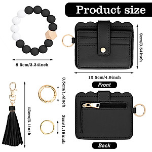 Lostars Wallet Keychain Wristlet for Women RFID Card Holder with Keychain,Tassel Card Pocket Key Chains for Women (Classic, Black)