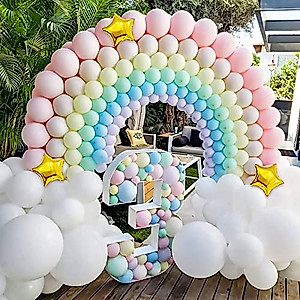 JOYYPOP Pastel Balloon Garland Kit 128pcs Macaron Rainbow Balloon Arch Kit for Baby Shower Birthday Wedding Children's Day Party Decorations