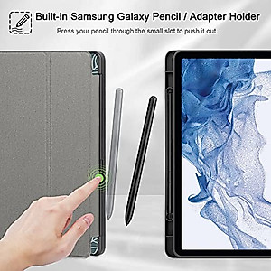 Tuiklol Case for Samsung Galaxy Tab S9 FE (5G) 10.9 inch & Tab S9 11 Inch 2023 Release Built-on S-Pen Holder, Slim Hard Shell Case Smart Trifold Stand Cover Auto Wake/Sleep, Abstract Leaves