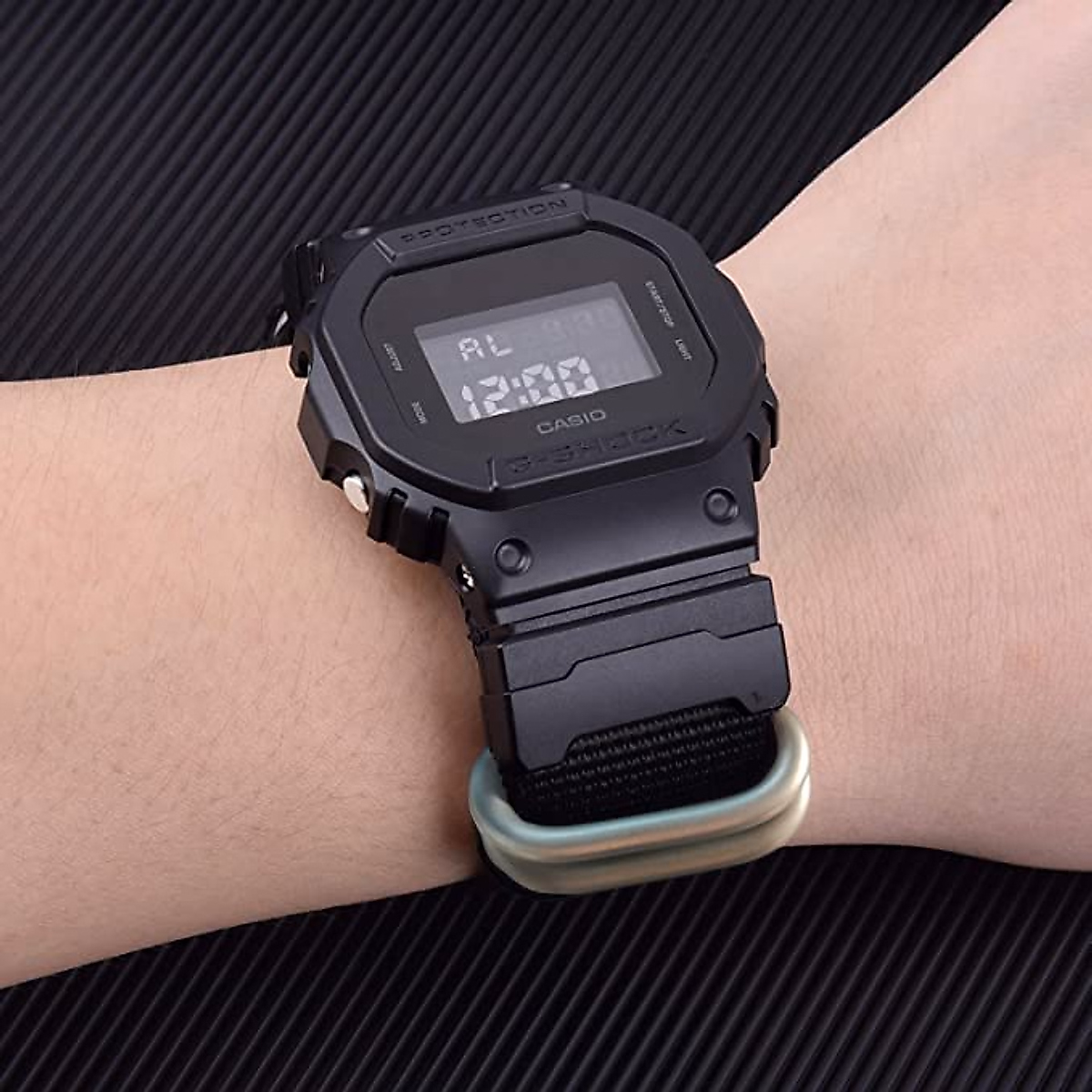 Lijinlan Military Ballistic Nylon Strap Replacement G-Shock Watch Bands Compatible with Casio G-Shock Watch Model GW100/GA100/GA400/GD120/ DW-D5500 /DW5600E/ DW6900/DW-9052/GWM5610/GW9400 (Black)