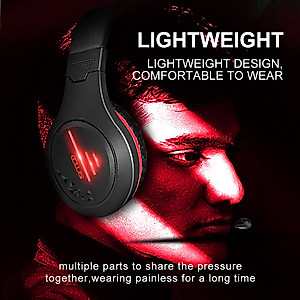 COLUSI C100 Stereo Gaming Headset with Noise Isolaing Mic,Red LED Light,Over Ears Soft Menory Earmuffs with in- Line Volume Control for Xbox One,PS4,PS5,Mac,PC,Laptop-Red