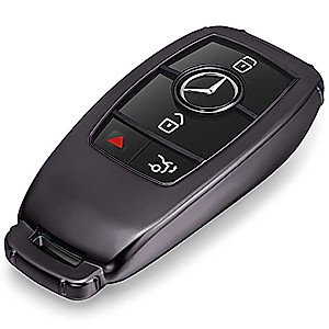 Lcyam Key Fob Cover Smooth Durable Remote Case Fits for Mercedes-Benz A220 E63S AMG E-Class GLE 350 4MATIC E300 E400 E43 W213 Smart Key 2019 2020 2021, Black