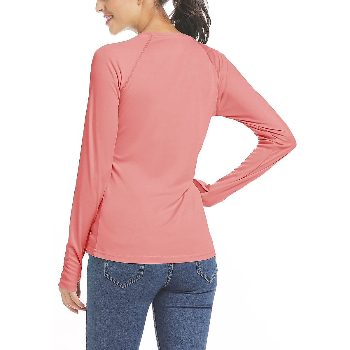 Willit Women's UPF 50+ Sun Protection Shirt Long Sleeve SPF UV Shirt Rash Guard Swim Hiking Fishing Tops Lightweight Pink S