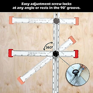 Kapro - 317 Adjustable Drywall T-Square Tool - Aluminum - for Layout and Marking - Features Sliding Head and Dual Directional Printed Scale - 48 Inch