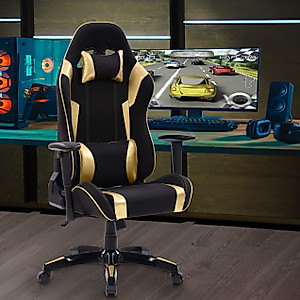 CorLiving Gaming Chair, Black/Gold