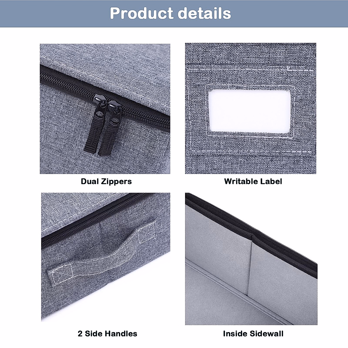 TEYIKA 2 Pcs China Storage Containers, Platter Storage Case Containers, 5.5'' Tall with Hard Shell, Structured Top, Bottom and Sides, 8 Felt Dividers Included(17'' x 13'' x 5.5''), Grey 2 Pack