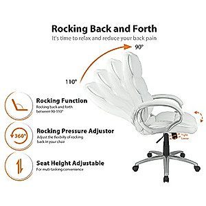 Ergonomic Office Chair, Height Adjustable Pu Leather Office Chair with Padded Armrests and Lumbar Support, 250 Lbs Heavy Duty Swivel Desk Chair Computer Chair for Men Women, Desk Chairs with Wheels