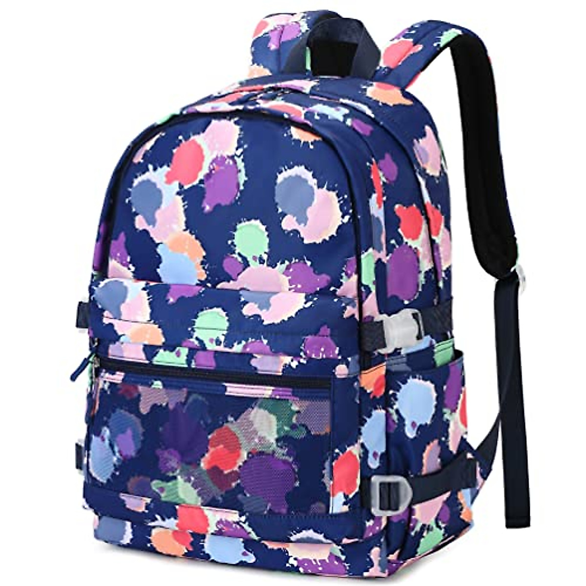 YUSSTAR Kids Girls Backpack Lunch Box Set Elementary School Bag Insulated Lunchbox Combo (Color-block blue)