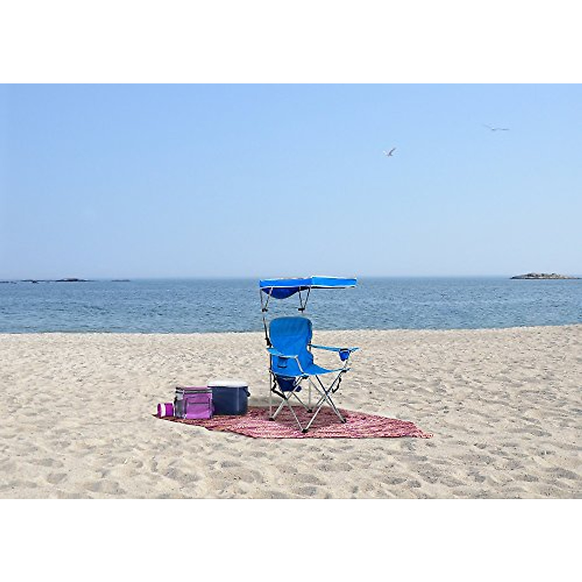 Quik Shade Full Size Shade Folding Chair, Royal Blue, 2'L x 3'W x 4.3'H (160048DS) & MAX Shade Chair, Blue