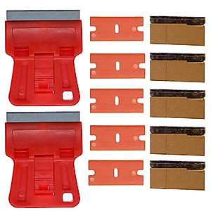 Wekoil 1.5 inches High Visibility Mini Razor Blade Scraper Glass Scraper Red Paint Window Scraper with 5 Metal Scraper Razor Blades 5 Dual Plastic Double Edge Razor Blades Removing Decal Stickers