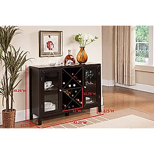Kings Brand Furniture Wine Rack Bar Cabinet, Kitchen Sideboard and Buffet Table with Storage for Dining, Living Room, Espresso
