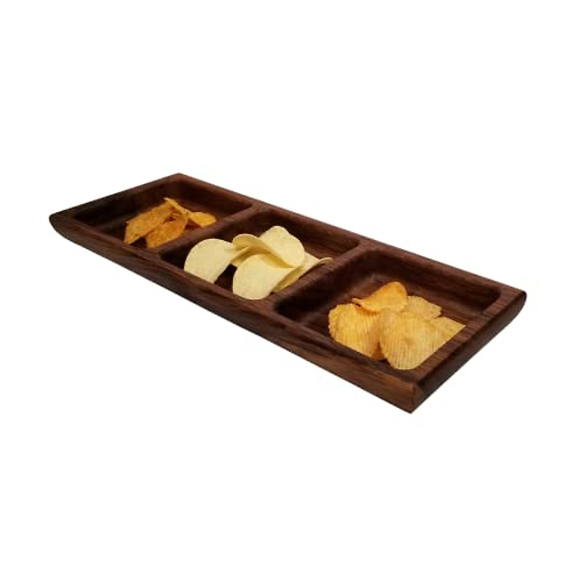 Catchall tray 3 sections, Oak Wood Serving Tray (Triple) Handmade by Hesse Woods from Sustainable Forests, 3-Section Serving Tray, for Appetizers, Charcuterie, Food & Snacks