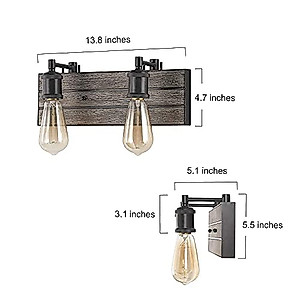 LOG BARN Vanity Lights, Wall Sconce in Rustic Wood and Oil Rubbed Metal Finish, Bathroom Fixture with Adjustable Sockets Over Mirrors