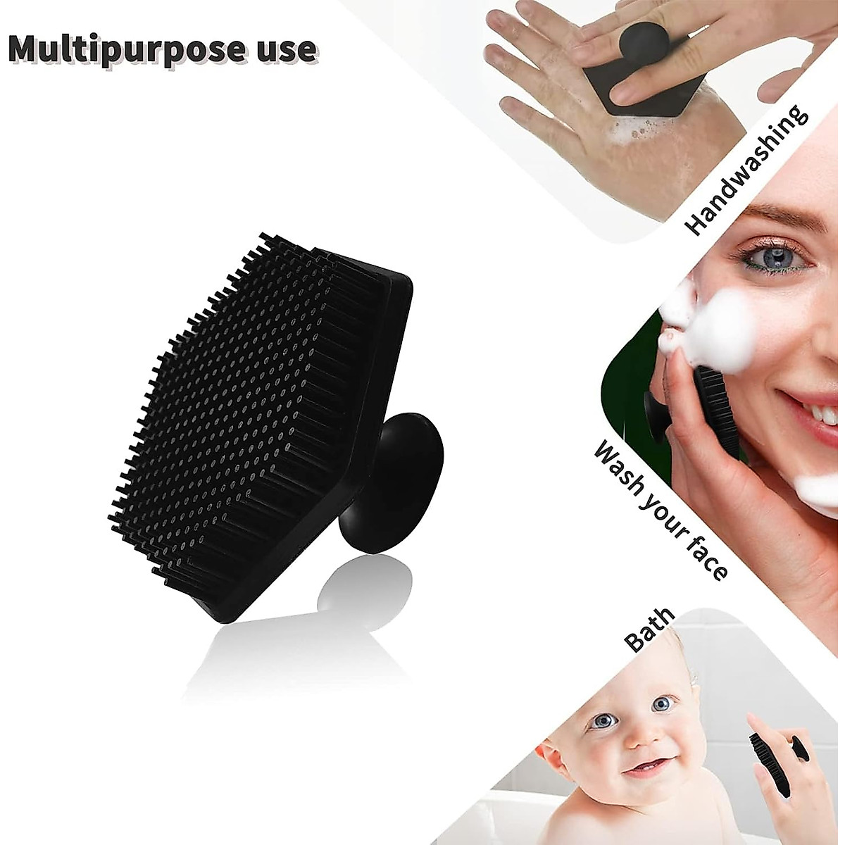 VWMYQ Face Scrubber, Silicone Face Scrubber for Men, Gentle Exfoliator Pad & Massager, Facial Cleansing/Wash Brush - Removes Dead & Dry Skin（Black）