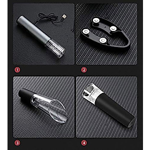 Wine Opener Electric,Wine Bottle Opener, Rechargeable Corkscrew with USB Charging Line,Pourer, Foil Cutter, Vacuum Pumping Stopper Battery Powered Cordless Wine Opener Kit
