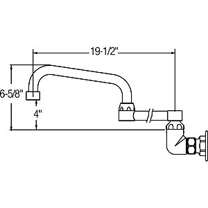 Elkay Foodservice LK940DS20L2H 8" Centerset Wall Mount Faucet with 8" Double Swing Spout and 2" Lever Handles