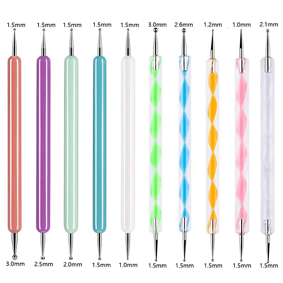 ABenkle 10Pcs Art Dotting Tools for Nail Art, Ball Tip Clay Tools Sculpting Pattern Tracing Stylus, Ball Embossing Stylu for Drawing,Painting Rocks Mandalas,Art Dot Tools