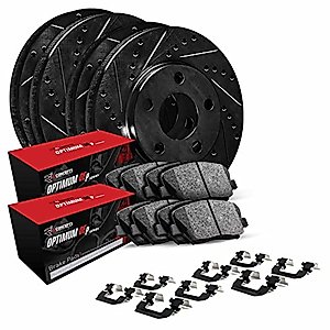 R1 Concepts Front Rear Brakes and Rotors Kit |Front Rear Brake Pads| Brake Rotors and Pads| Optimum OEp Brake Pads and Rotors| Hardware Kit|fits 2010-2022 Lexus GX460; Toyota 4Runner