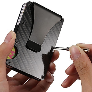 Yellowknife Carbon Fiber Minimalist Wallet for Men - RFID Wallets for Men Credit Card Holder Metal Money Clip - Slim Rigid Mens Wallet