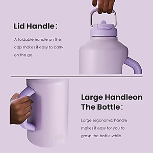 BOTTLE BOTTLE Insulated Water Bottle 64 oz with Straw and Dual-use Lid Stainless Steel Water Bottle with Handle Stainless Steel Jug for Workout Gym Soccer and More Sports purple