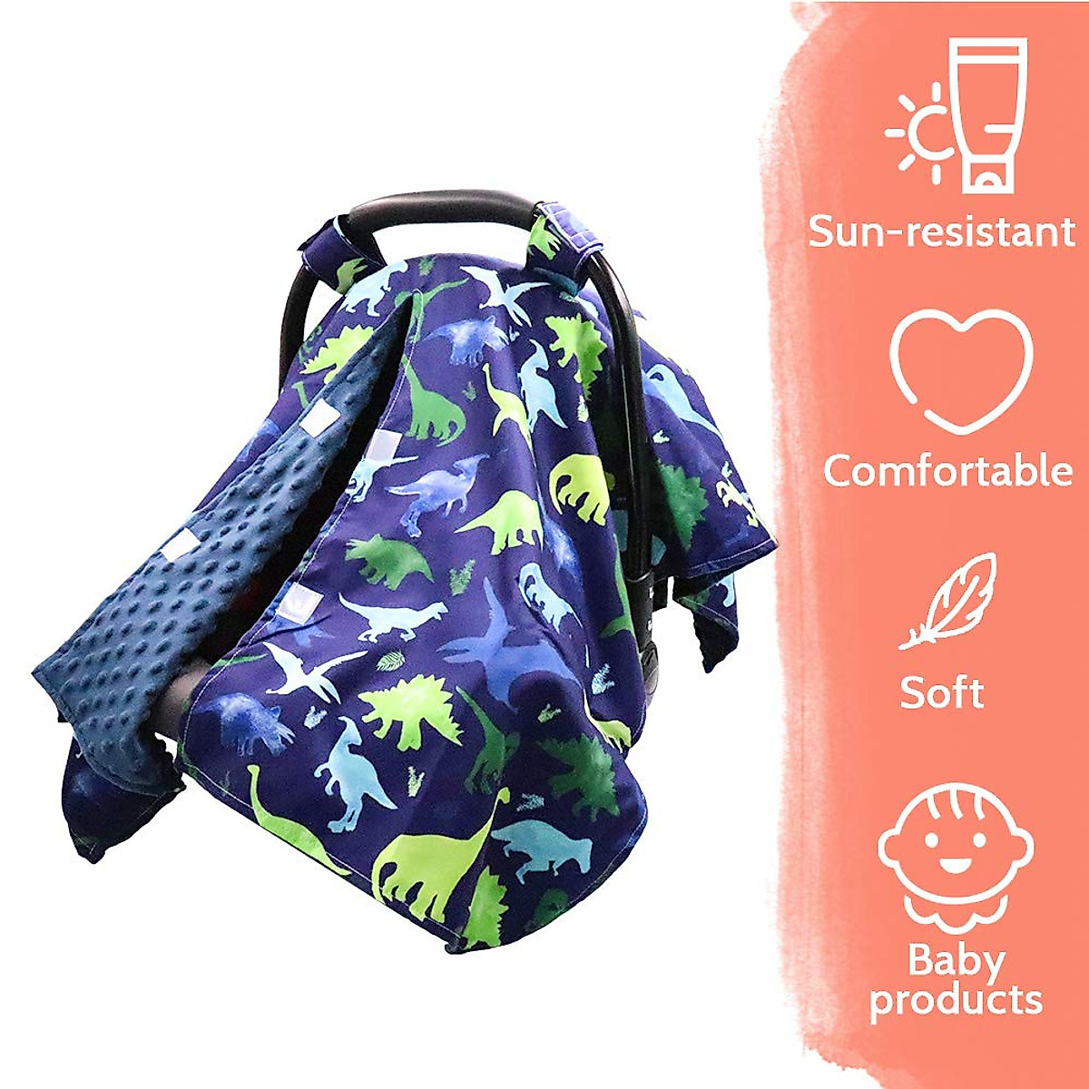 Peekaboo Opening Carseat Cover, Dinosaur, Open Nursing Cover Carseat Canopy, Nursing Cover Up with Peekaboo Opening for Baby Infant Toddler Boy Girl
