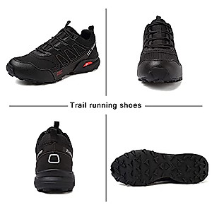 Trail Running Shoes Men Hiking Shoes for Men Outdoor Walking Shoes Breathable Non-Slip Sneakers for Men All-Terrain Trekking Shoes Tennis Cross Training Shoes Black