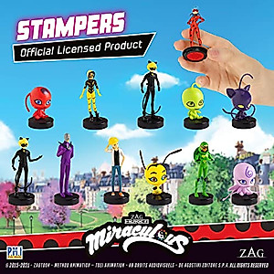 P.M.I. Miraculous Ladybug Stamps for Kids |12 Miraculous Ladybug Stampers Out of 16 Collectibles in 1 Pack | Miraculous Ladybug Stationery, Stampers, Birthday Party Supplies - Cat Noir (Assortment A)